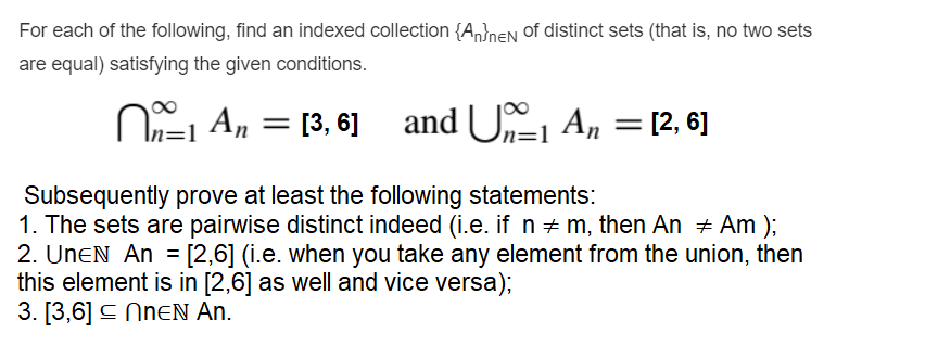 Solved For each of the following, find an indexed collection | Chegg.com