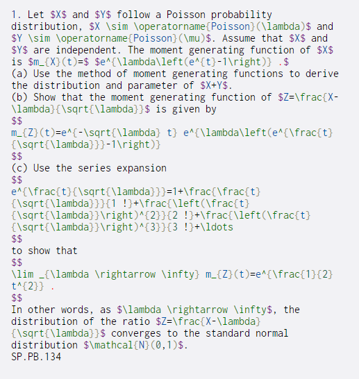 Solved 1. Let $X$ and $Y$ follow a Poisson probability | Chegg.com