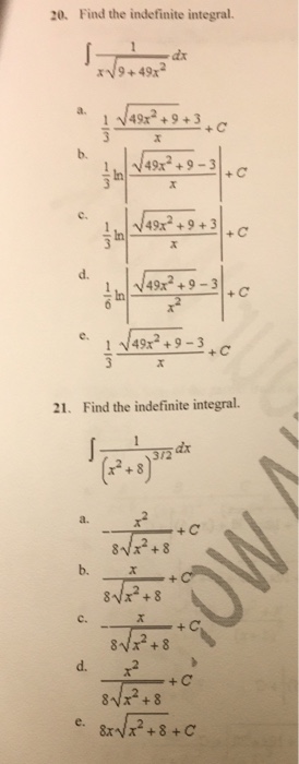 Solved Find the indefinite integral. integral 1/x Squareroot | Chegg.com
