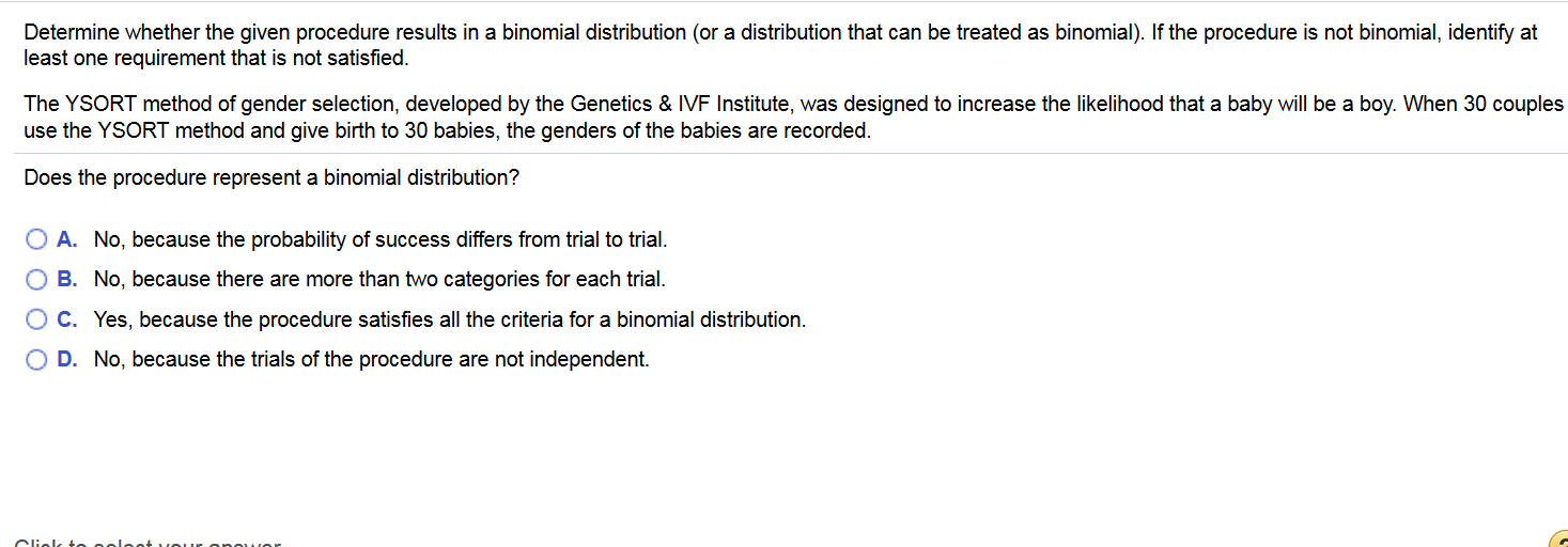Solved Determine Whether The Given Procedure Results In A