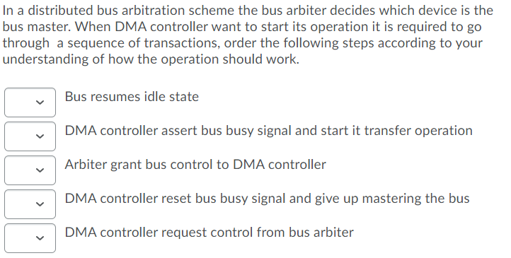 Solved In a distributed bus arbitration scheme the bus | Chegg.com