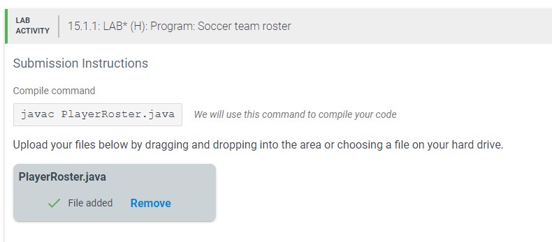 Solved 15.1 LAB⋆(H) : Program: Soccer team roster This | Chegg.com