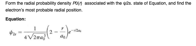 Solved Form the radial probability density Po(n) associated | Chegg.com