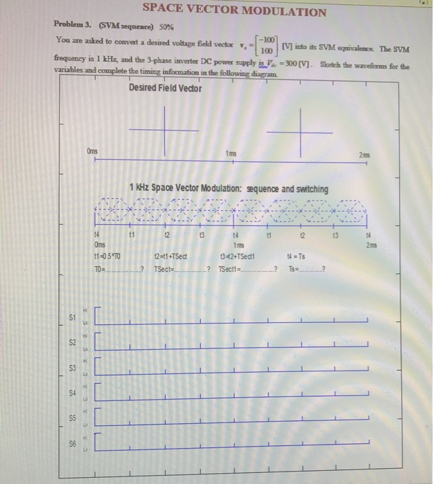 Solved Space Vector Modulation Problem 3 Svm Sequence 0