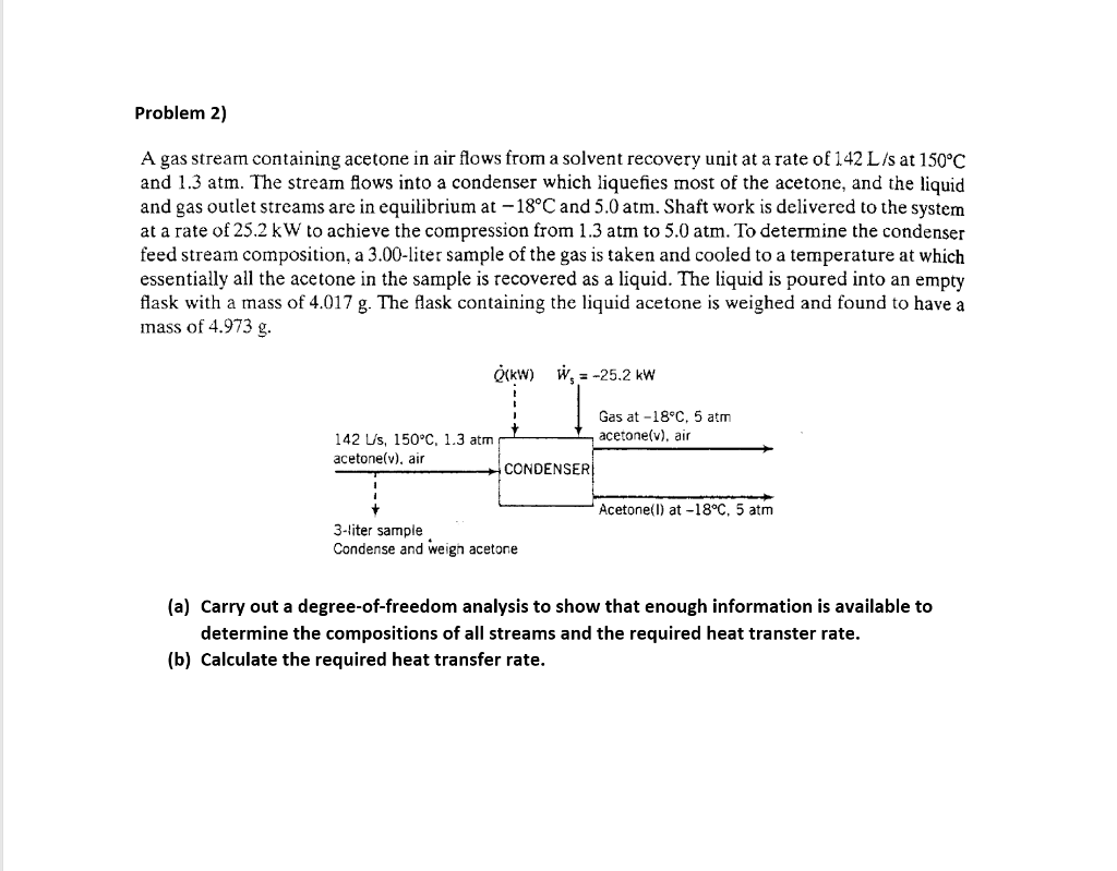 Solved Problem 2) A gas stream containing acetone in air | Chegg.com
