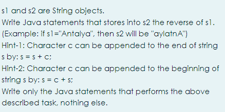 Solved s1 and s2 are String objects. Write Java statements | Chegg.com