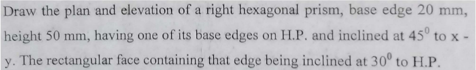 Solved Draw the plan and elevation of a right hexagonal | Chegg.com