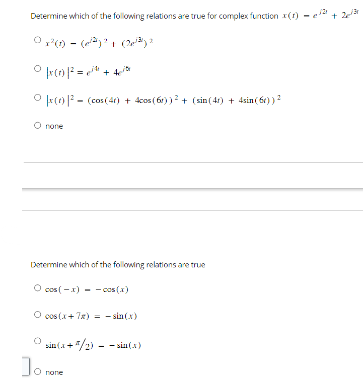 Solved Determine which of the following relations are true | Chegg.com