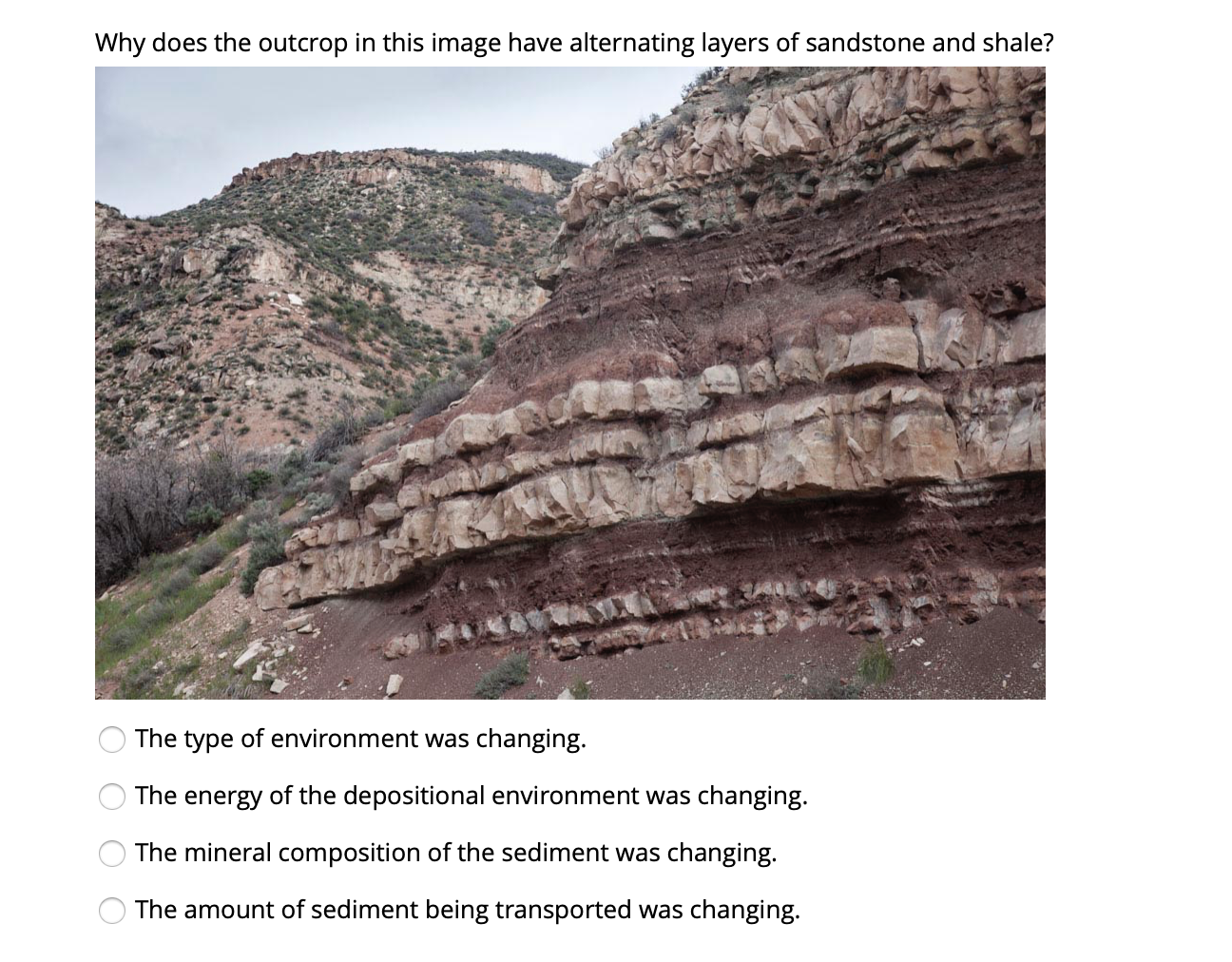 Solved In this outcrop of sedimentary rocks, where is the | Chegg.com