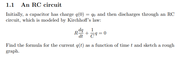 Solved Initially, a capacitor has charge q(0)=q0 and then | Chegg.com