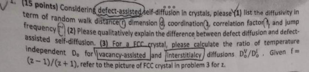 1. (15 points) Considering defect-assisted | Chegg.com