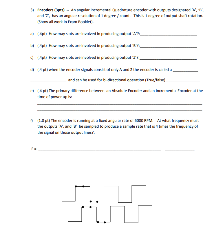 3) Encoders (3pts) - An angular incremental | Chegg.com