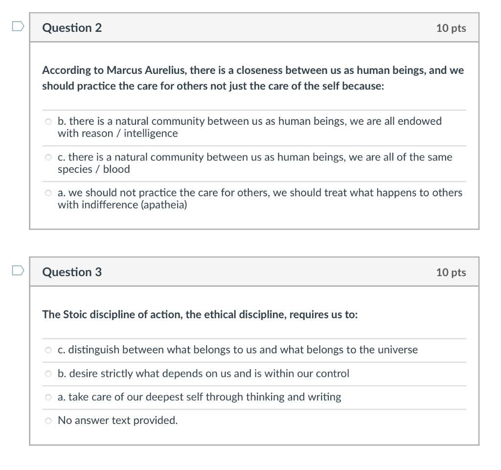 Solved Question 2 10 pts According to Marcus Aurelius, there | Chegg.com Solved Question 2 10 pts According to Marcus Aurelius, there | Chegg.com