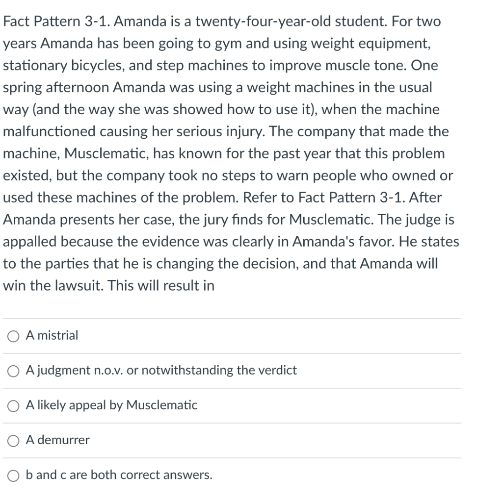 Solved Fact Pattern 3-1. Amanda is a twenty-four-year-old | Chegg.com