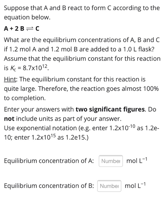 Solved Suppose that A and B react to form C according to the | Chegg.com