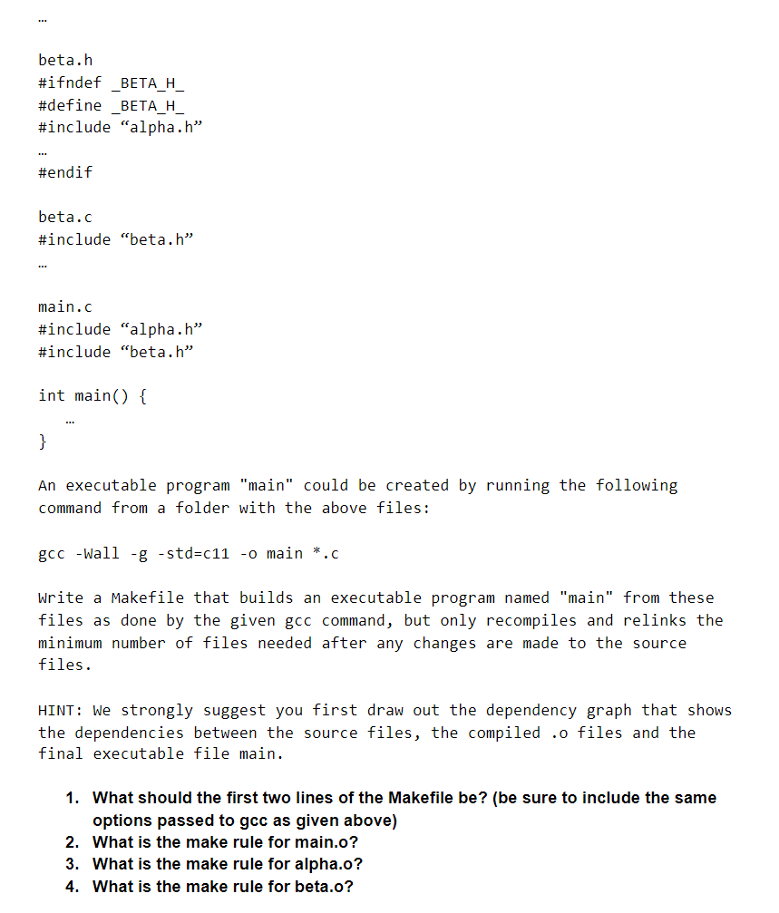 Solved alpha.h #ifndef ALPHA_H_ #define ALPHA_H_ #endif | Chegg.com
