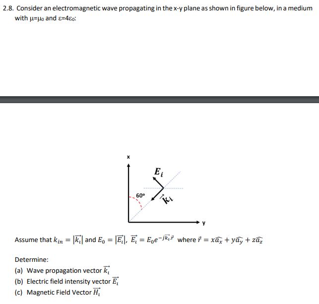 Solved 2.8. ﻿Consider an electromagnetic wave propagating in | Chegg.com