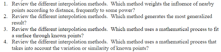 Solved 1. Review the different interpolation methods. Which | Chegg.com