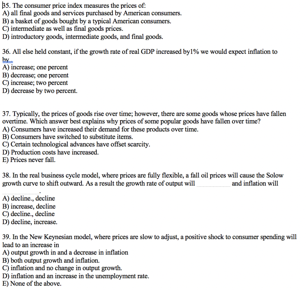 Solved 5. The consumer price index measures the prices of: | Chegg.com