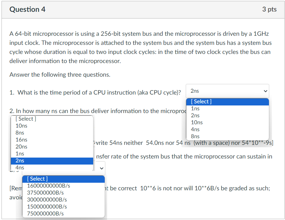 Solved A 64-bit microprocessor is using a 256-bit system bus | Chegg.com
