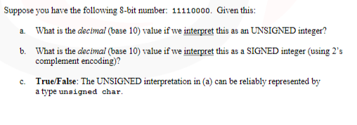 Solved Suppose you have the following 8−bit number: 11110000 | Chegg.com