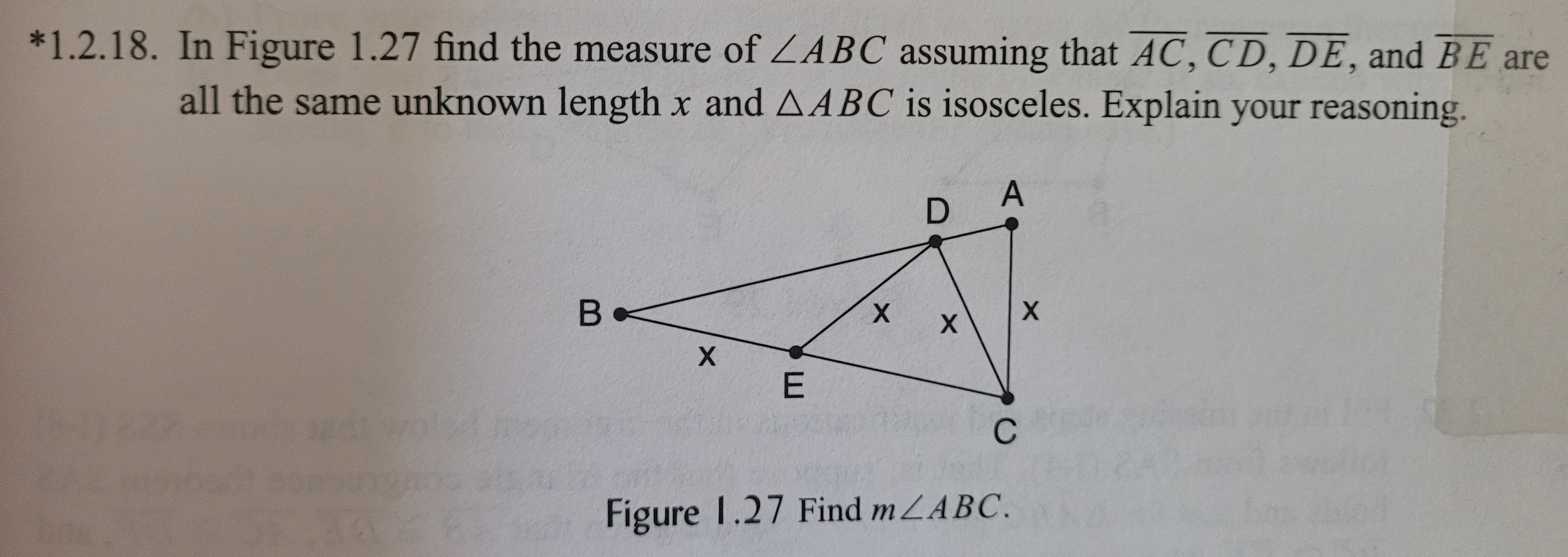 Solved *1.2.18. ﻿In Figure 1.27 ﻿find the measure of ??ABC | Chegg.com