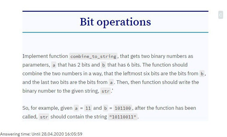 Solved Bit Operations Implement Function Combinetostring 2411