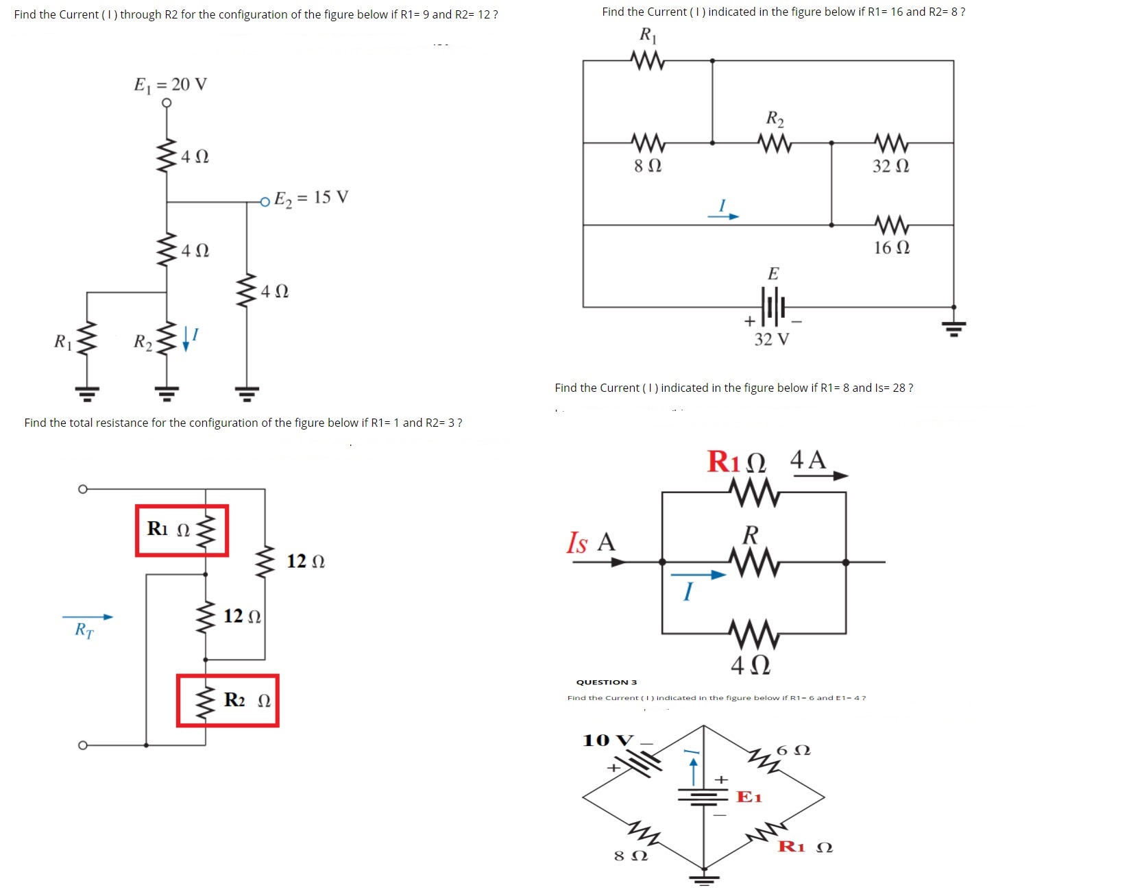 Solved Find the Current ( 1 ) ﻿through R2 ﻿for the | Chegg.com
