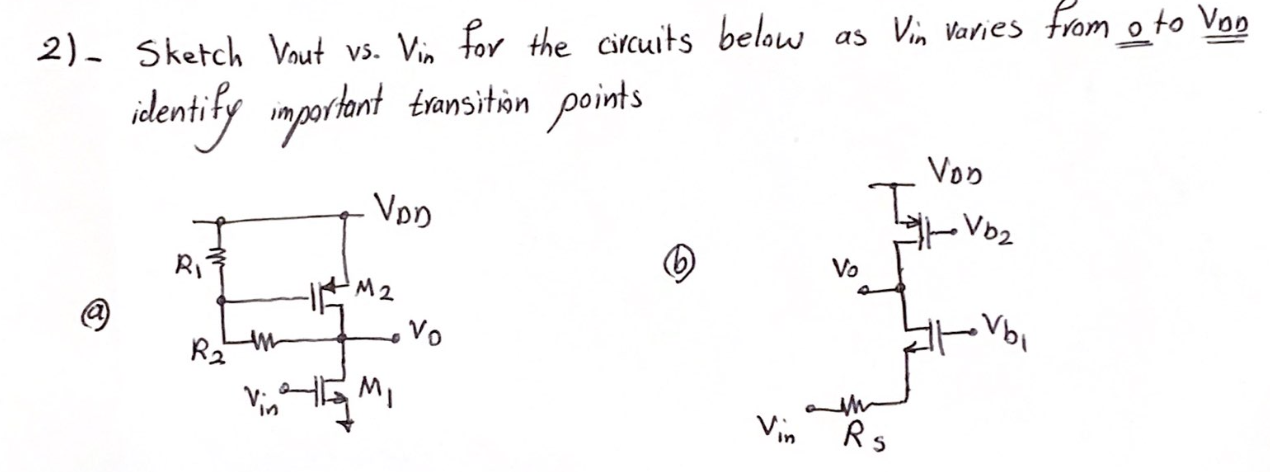 2). Sketch Vout vs. Vis for the circuits below as Vin | Chegg.com 2). Sketch Vout vs. Vis for the circuits below as Vin | Chegg.com