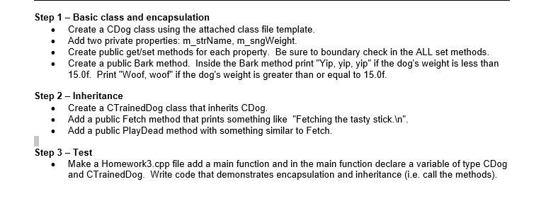 Solved Step 1 - Basic class and encapsulation - Create a | Chegg.com