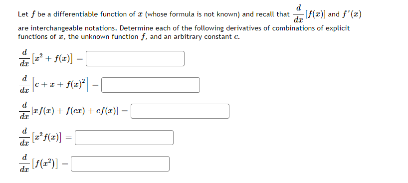 Solved Let f be a differentiable function of x (whose | Chegg.com