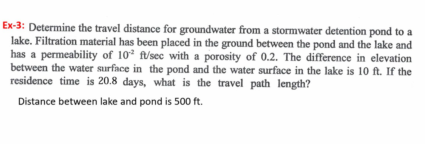 Solved Ex-3: Determine the travel distance for groundwater | Chegg.com