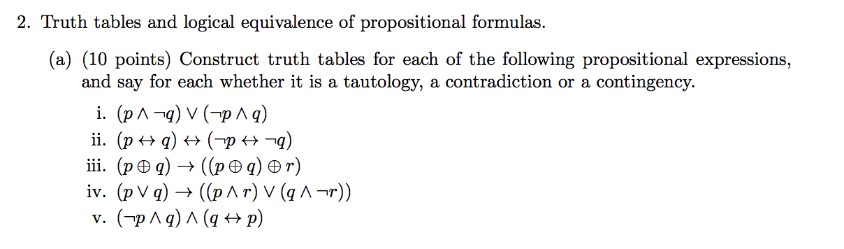 Solved 2. Truth tables and logical equivalence of | Chegg.com