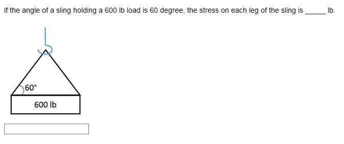 Solved If the angle of a sling holding a 600 lb load is 60 | Chegg.com
