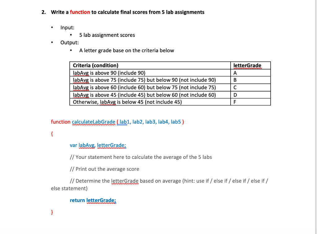Solved 2. Write a function to calculate final scores from 5 | Chegg.com
