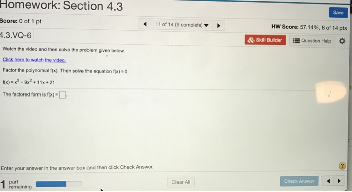 Solved Save Homework Section 4 3 Score 0 Of 1 Pt 4 3 13