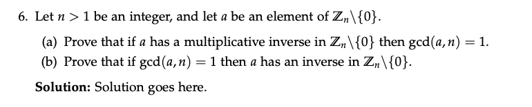 Solved Let n>1 be an integer, and let a be an element of | Chegg.com Solved Let n>1 be an integer, and let a be an element of | Chegg.com