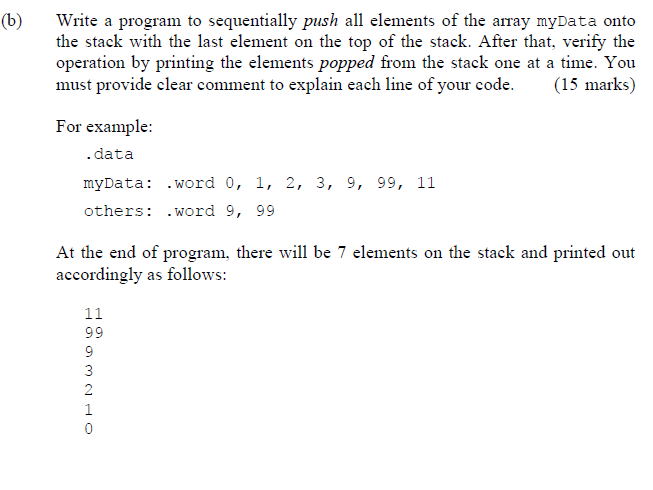 Solved B Write A Program To Sequentially Push All Elements