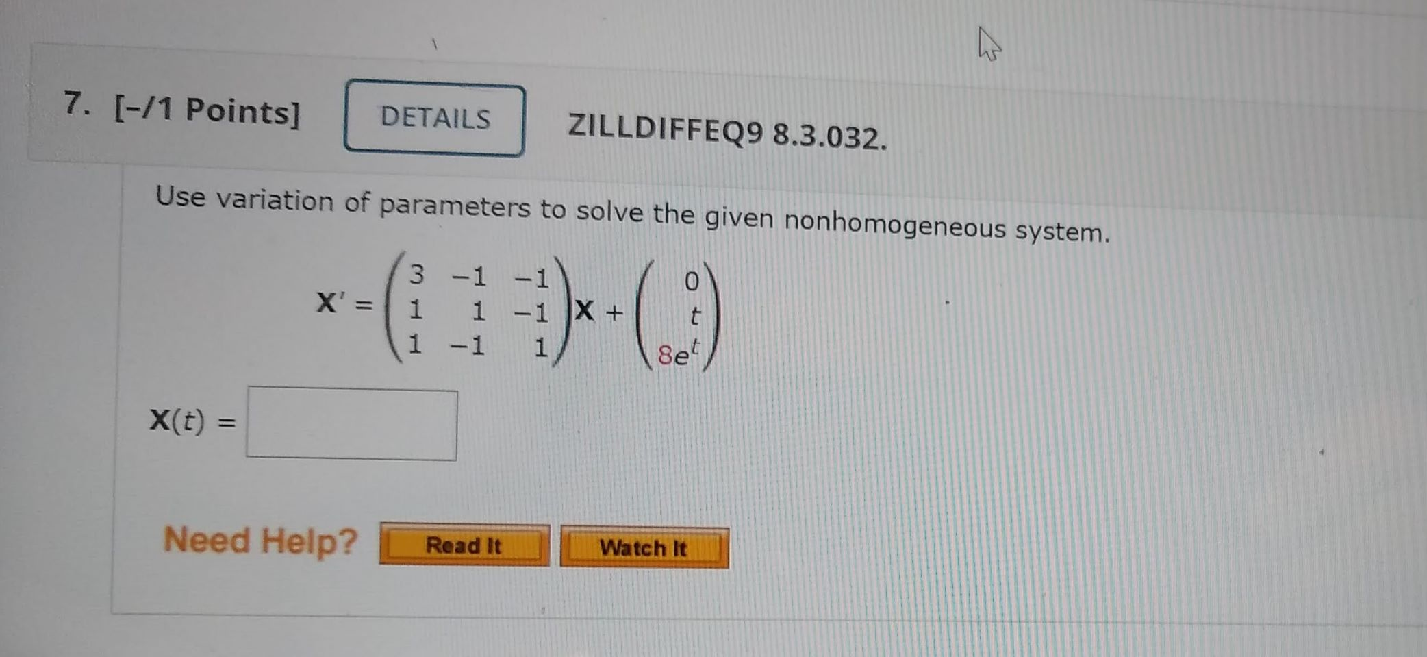 Solved w 7. [-/1 Points] DETAILS ZILLDIFFEQ9 8.3.032. Use | Chegg.com