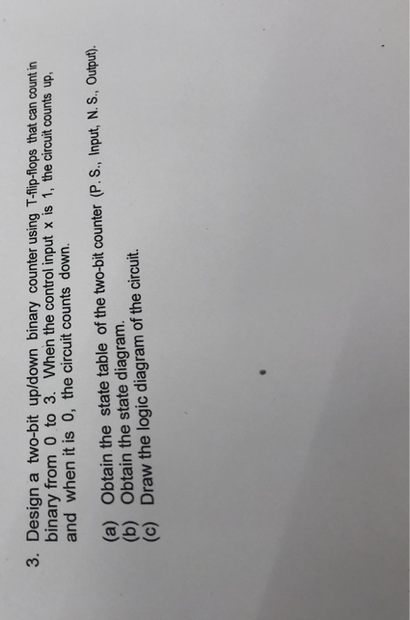 Solved 3. Design a two-bit up/down binary counter using | Chegg.com