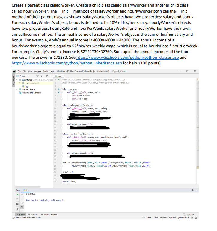 Solved Create a parent class called worker. Create a child | Chegg.com