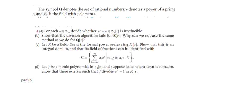 Solved The symbol Q denotes the set of rational numbers; q | Chegg.com