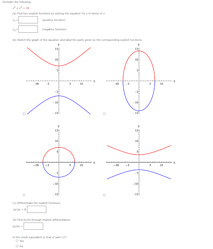 Solved Consider the following. x2+y2=49 (a) Find two | Chegg.com
