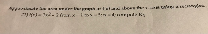 Solved Approximate the area under the graph of f(x) and | Chegg.com