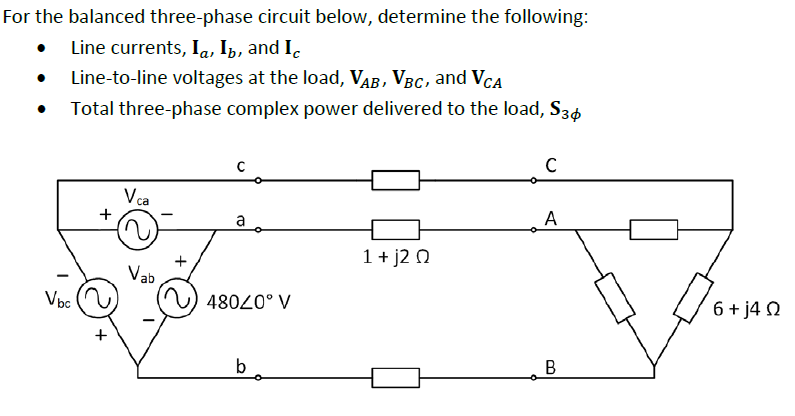 Solved For the balanced three-phase circuit below, determine | Chegg.com