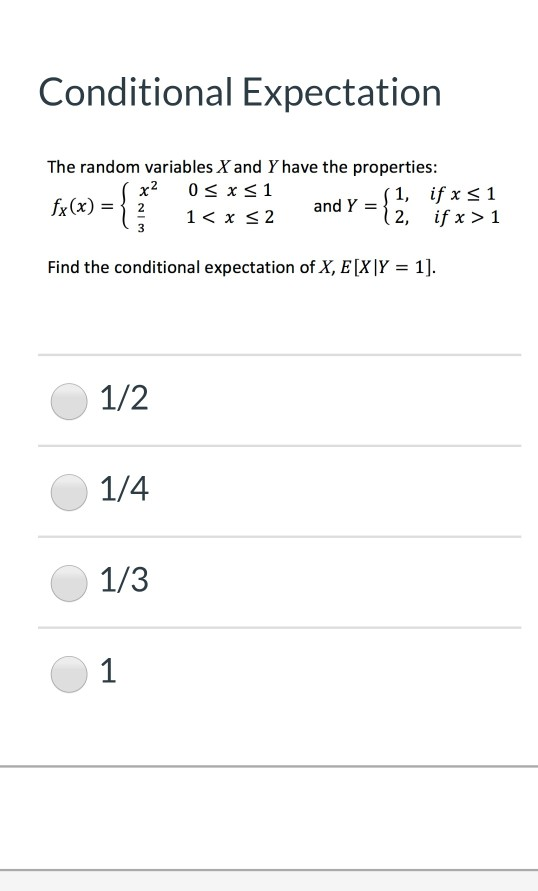 Solved Conditional Expectation The random variables X and Y | Chegg.com