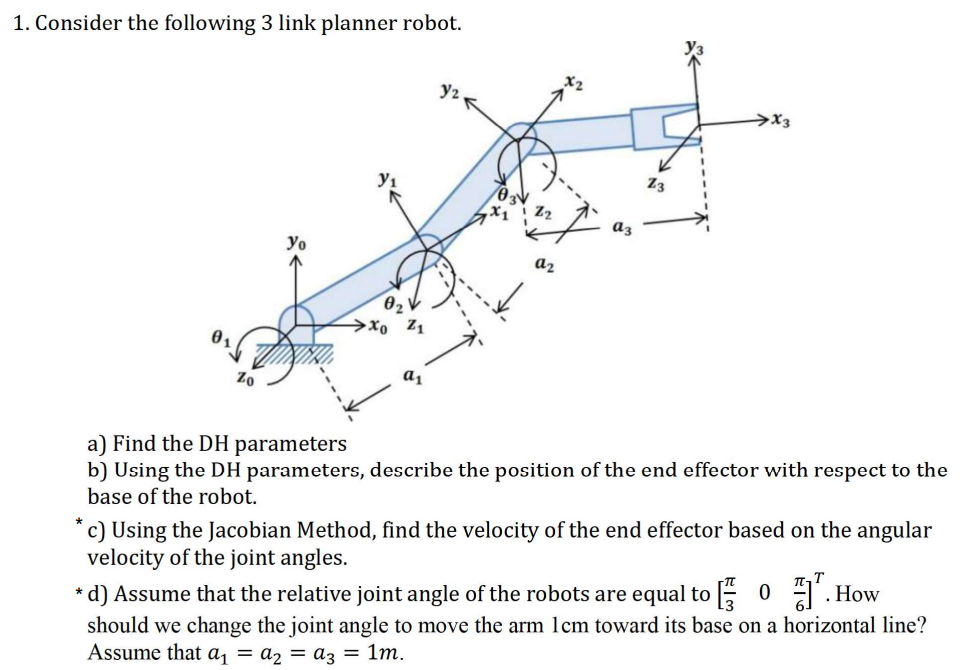 1. Consider the following 3 link planner robot. a) | Chegg.com