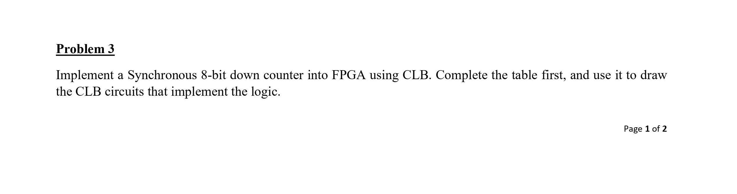 Implement A Synchronous 8 Bit Down Counter Into Fpga