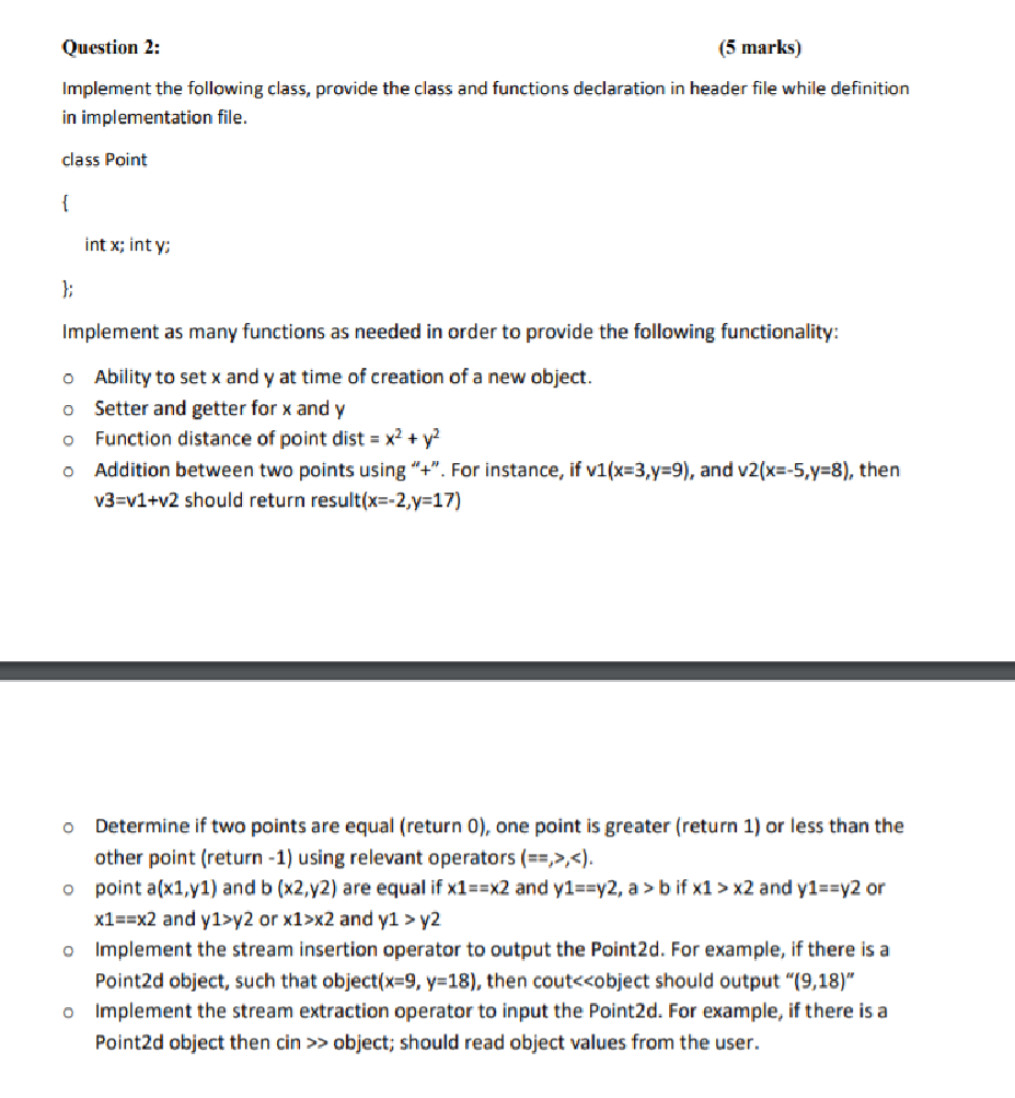 Solved Implement the following class, provide the class and | Chegg.com