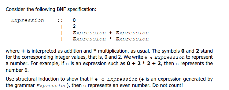 Solved Consider the following BNF specification: Expression | Chegg.com